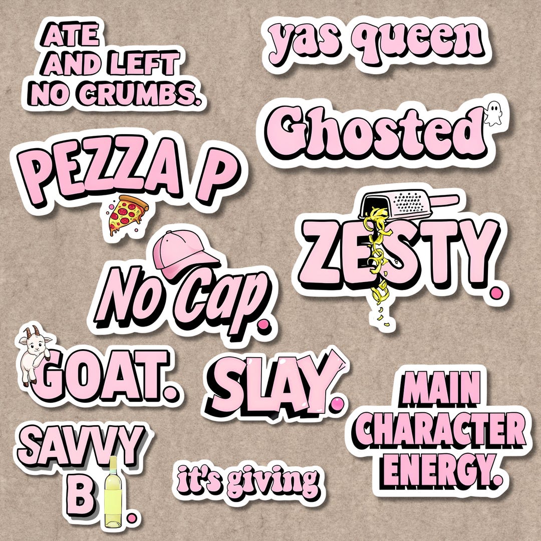 Gen Z Slang Sticker Pack - 11 Funny & Trendy Vinyl Stickers - Ate No ...