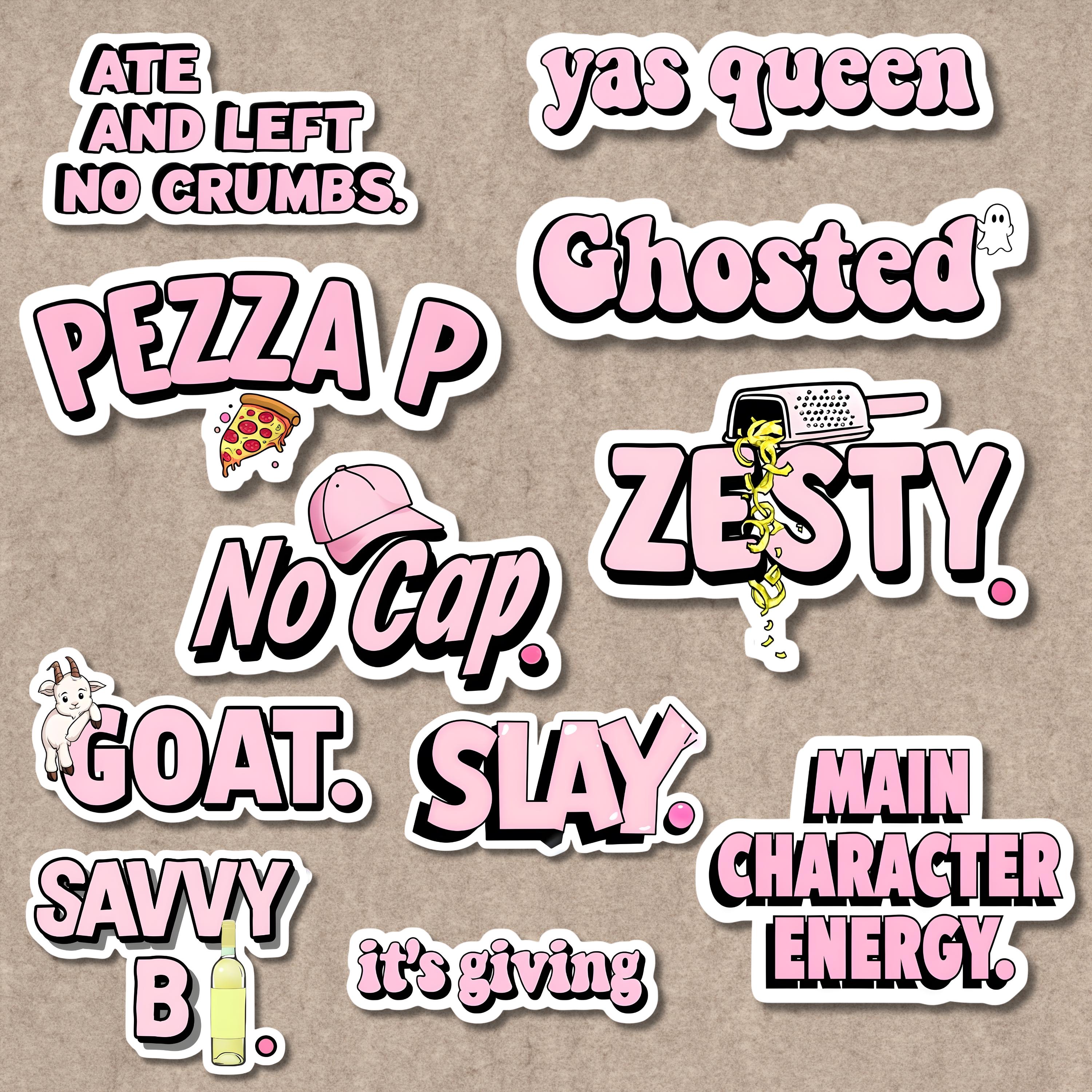 Gen Z Slang Sticker Pack - 11 Funny & Trendy Vinyl Stickers - Ate No ...