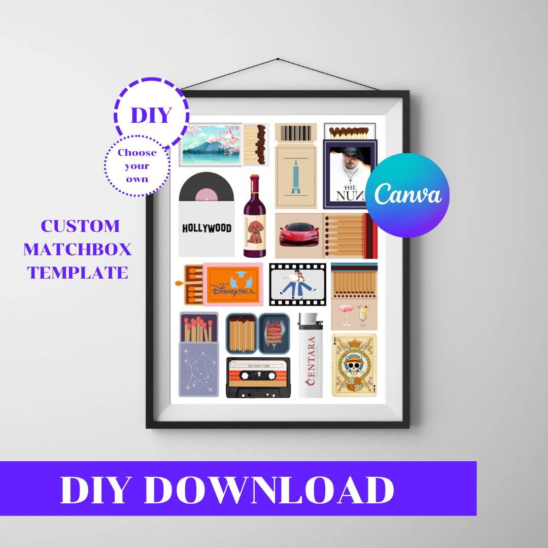 Blank Matchbox Template, Custom Photo Print, DIY Matchbox, Valentine ...