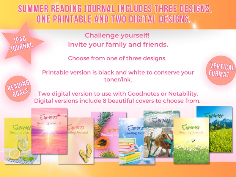 Summer Reading Journal Digital Reading Planner Reading Goodnotes ...