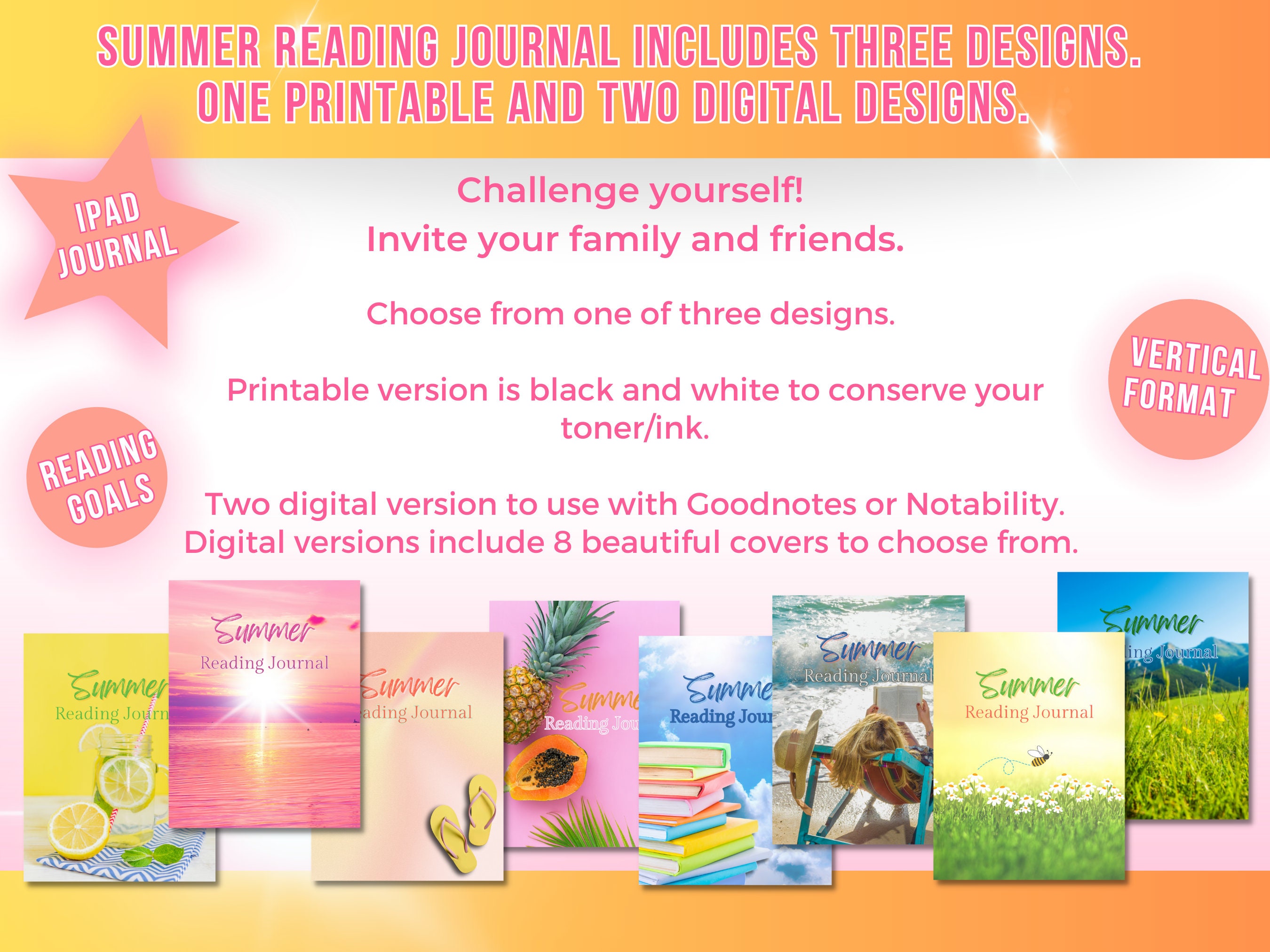 Summer Reading Journal Digital Reading Planner Reading Goodnotes ...