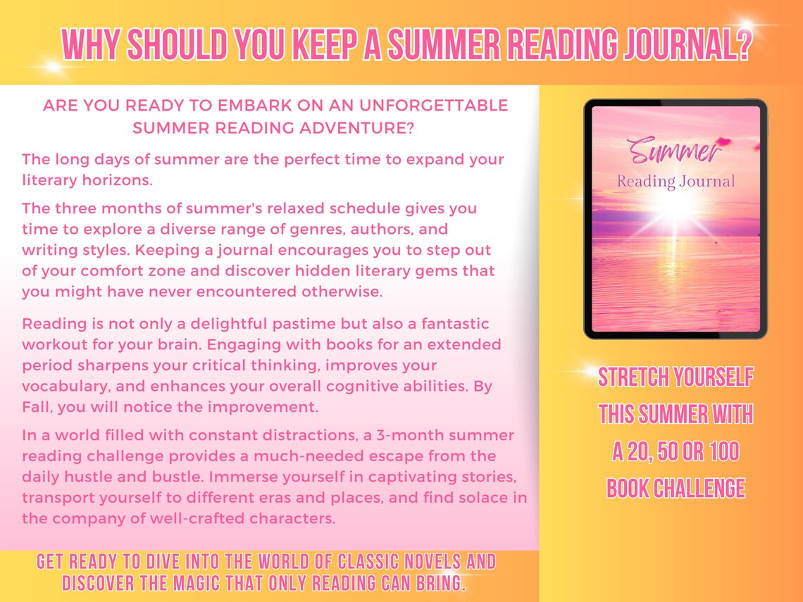Summer Reading Journal Digital Reading Planner Reading Goodnotes ...