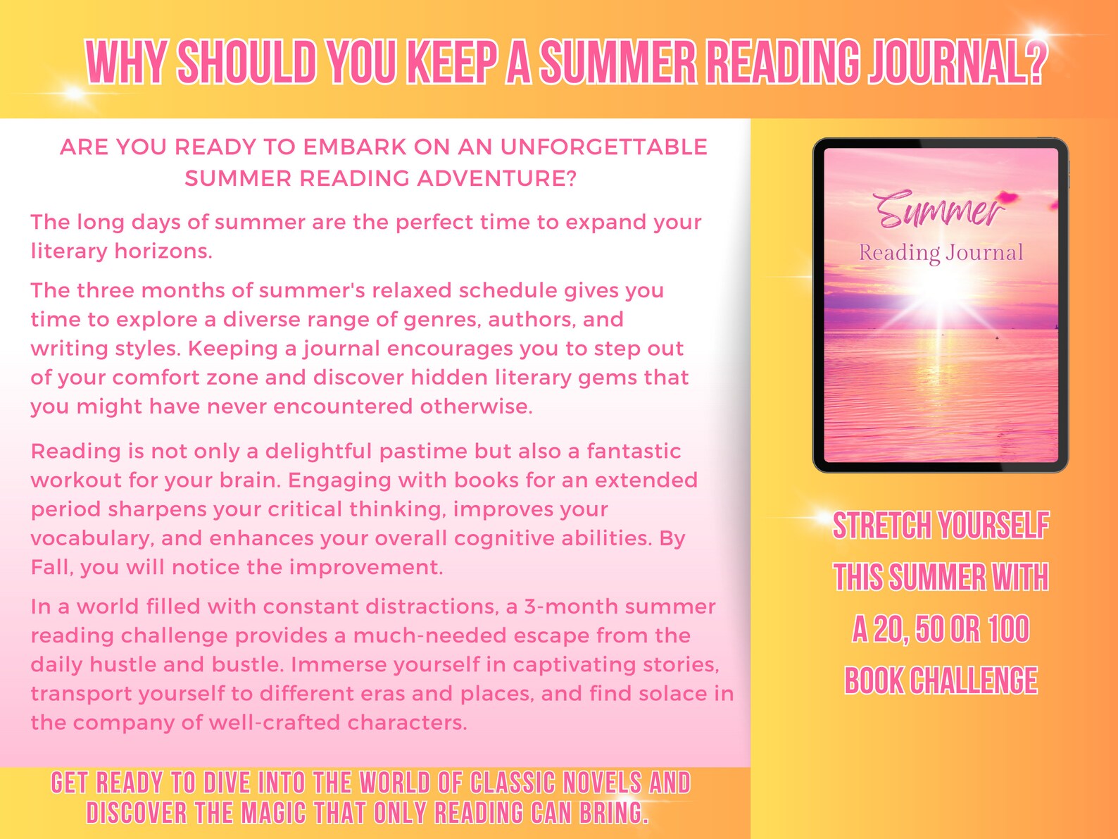 Summer Reading Journal Digital Reading Planner Reading Goodnotes ...