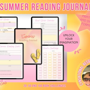 Summer Reading Journal Digital Reading Planner Reading - Etsy