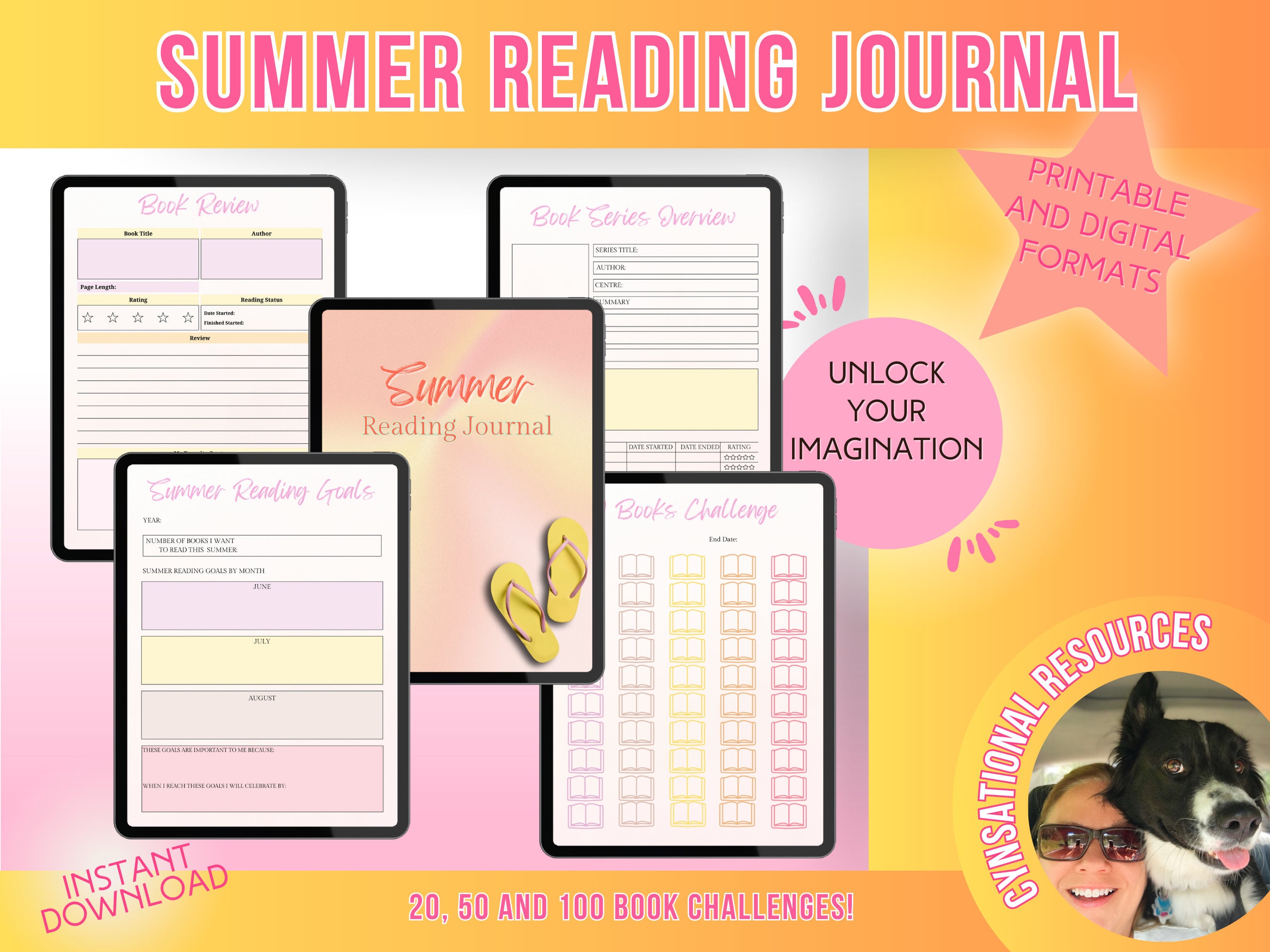 Summer Reading Journal Digital Reading Planner Reading - Etsy