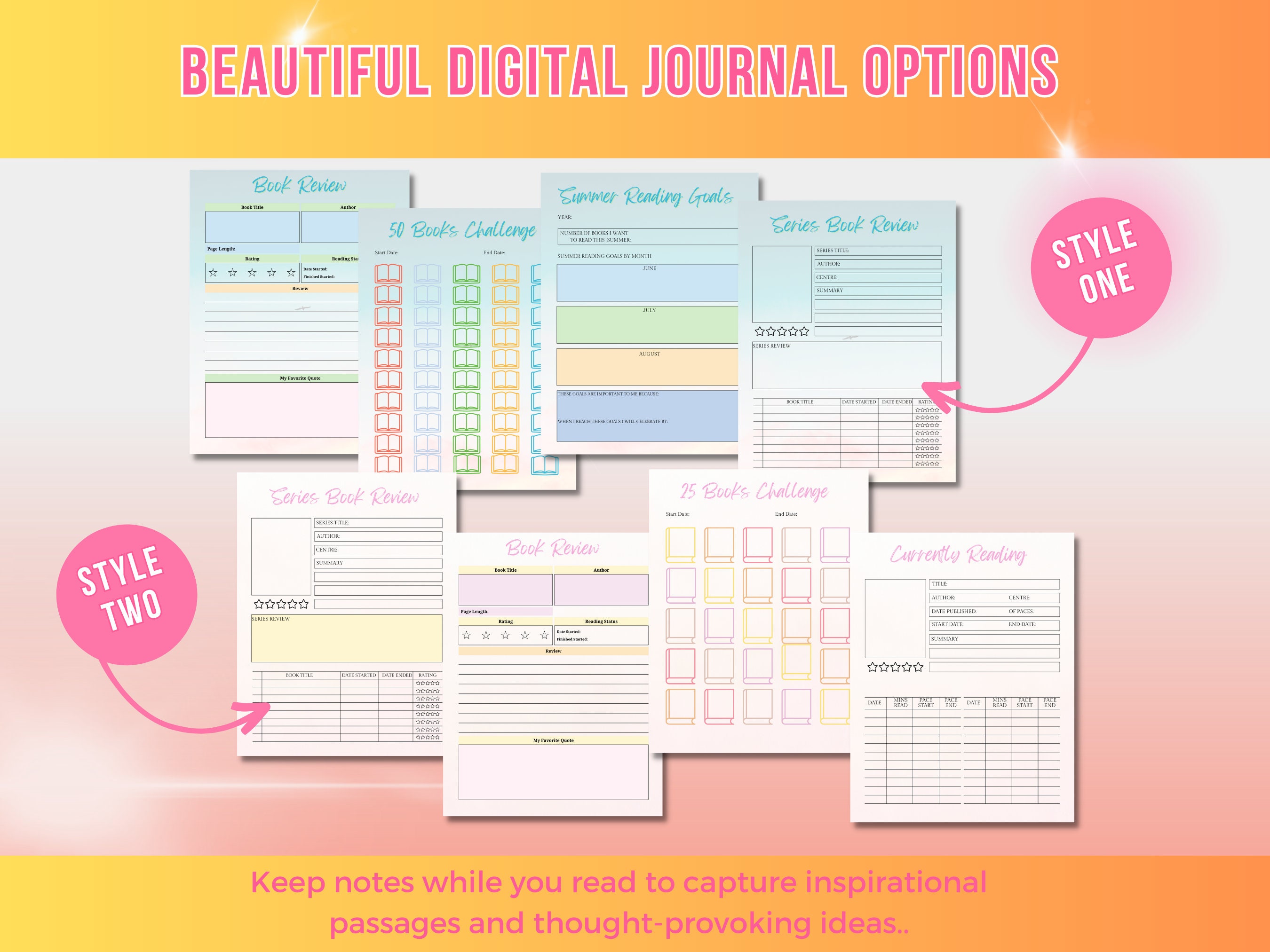 Summer Reading Journal Digital Reading Planner Reading Goodnotes ...