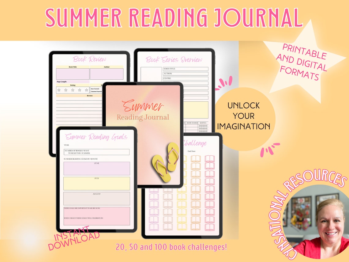 Summer Reading Journal Digital Reading Planner Reading Goodnotes ...