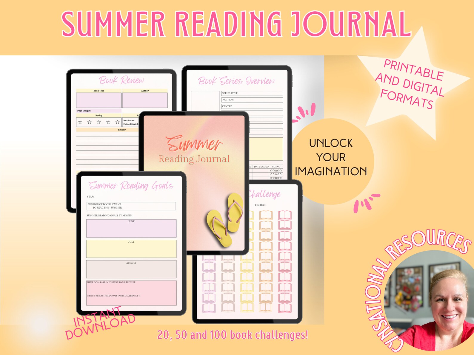 Summer Reading Journal Digital Reading Planner Reading Goodnotes ...