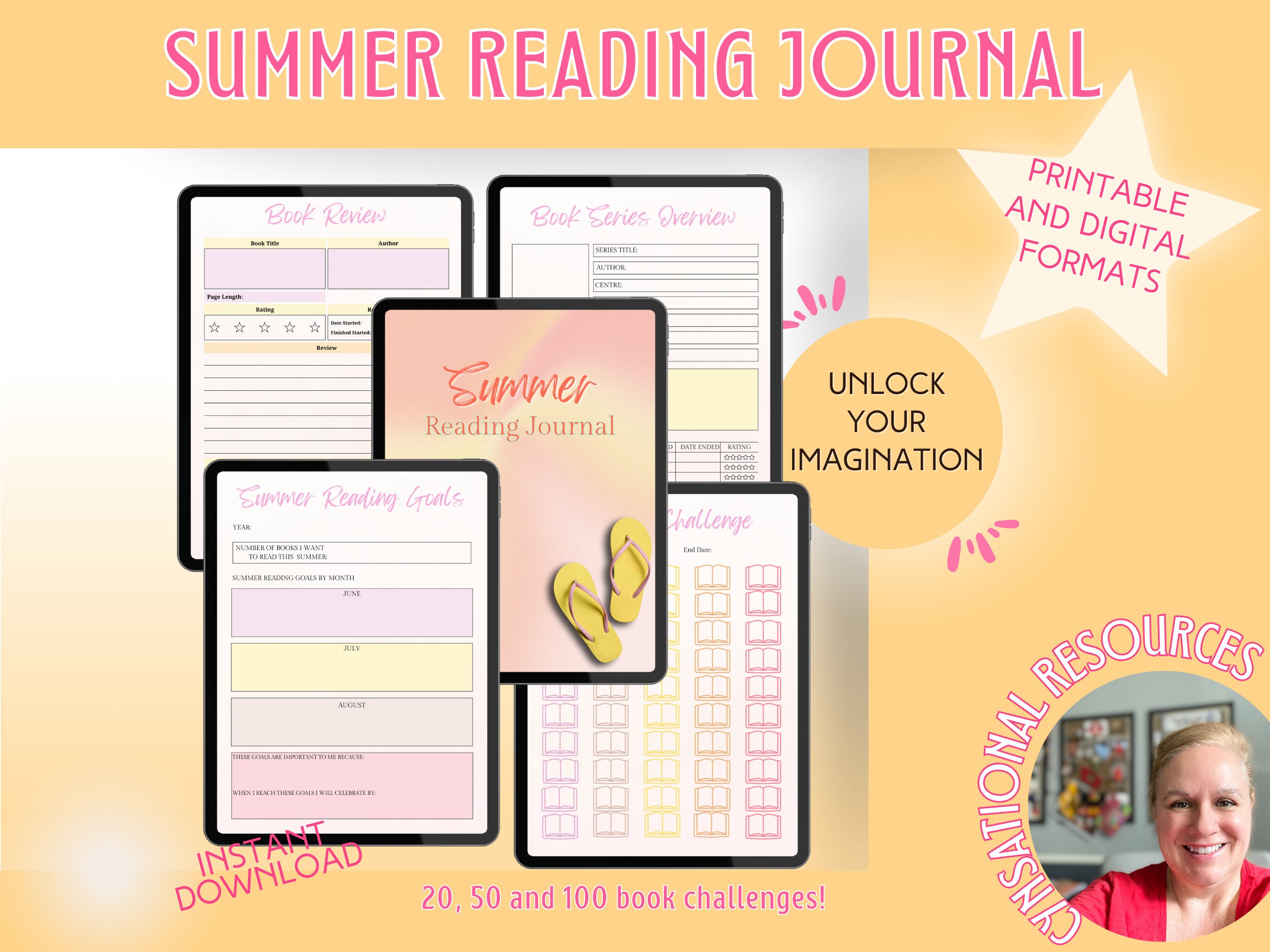 Summer Reading Journal Digital Reading Planner Reading Goodnotes ...