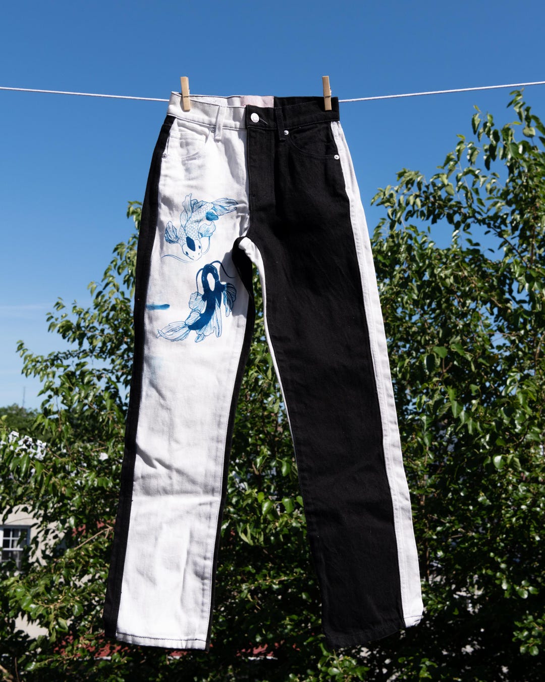 Cyanotype Koi Fish Jeans - Etsy