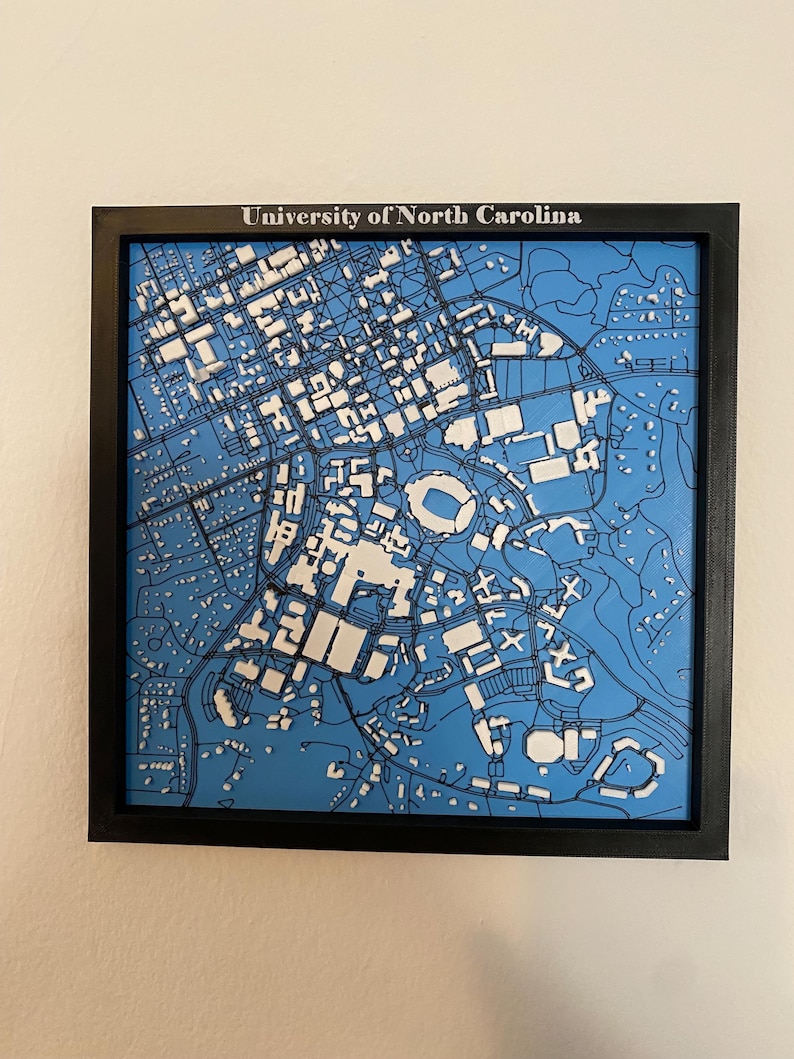 3D Map of UNC Chapel Hill - Blue & White Model School Colors - Etsy