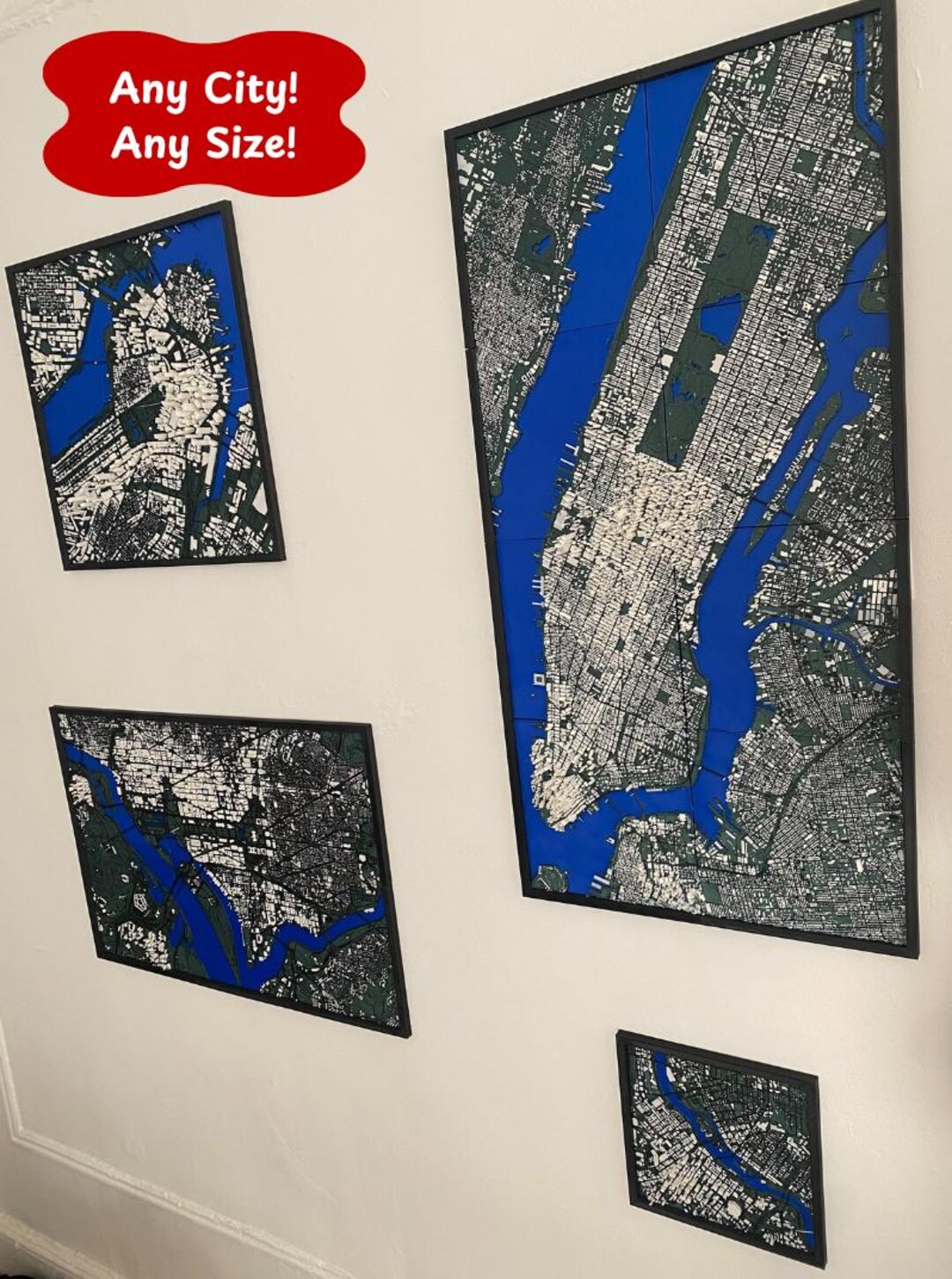 Custom 3D Map of Any City (6 Panels) - Scaled Cityscape of Every ...