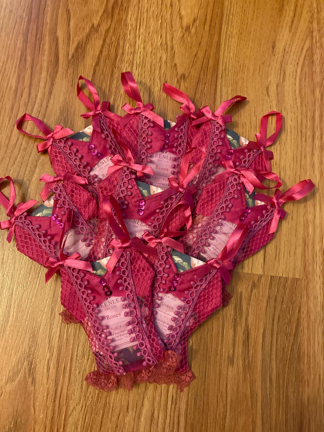 16 Rose Greenleaf Corset Sachets, Fast Ship - Bridal Shower ...