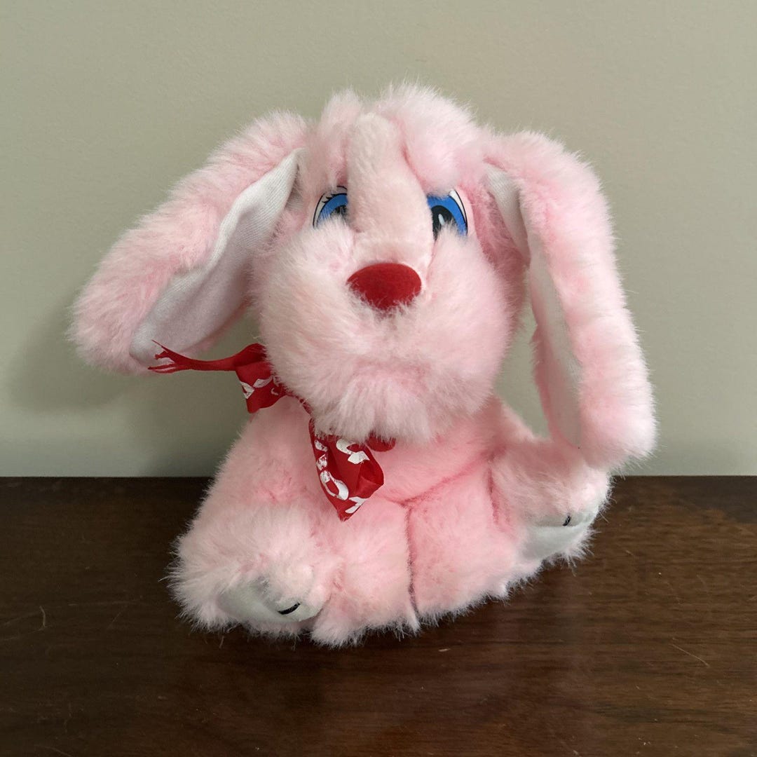 Vintage Fordlet Pink Dog Puppy Plush Blue Eyes Red Velvet Nose 1990 - Etsy