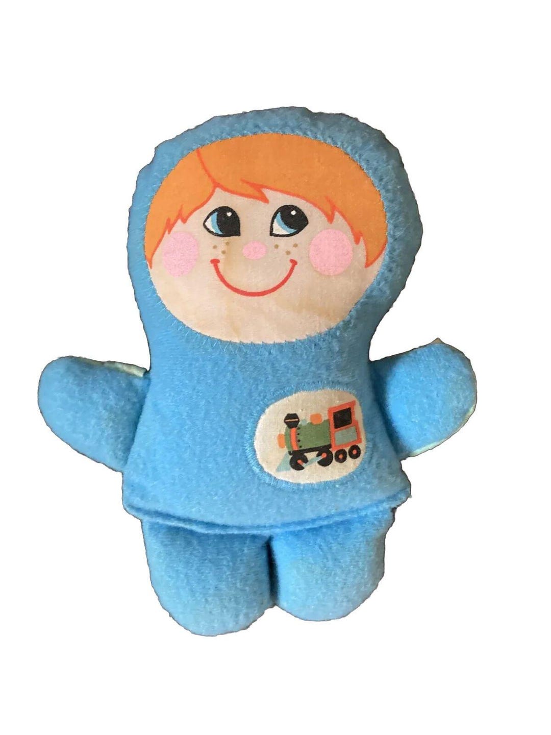 1978 Playskool Blue Boy Rattle Finger Puppet Doll Train Baby Toy ...