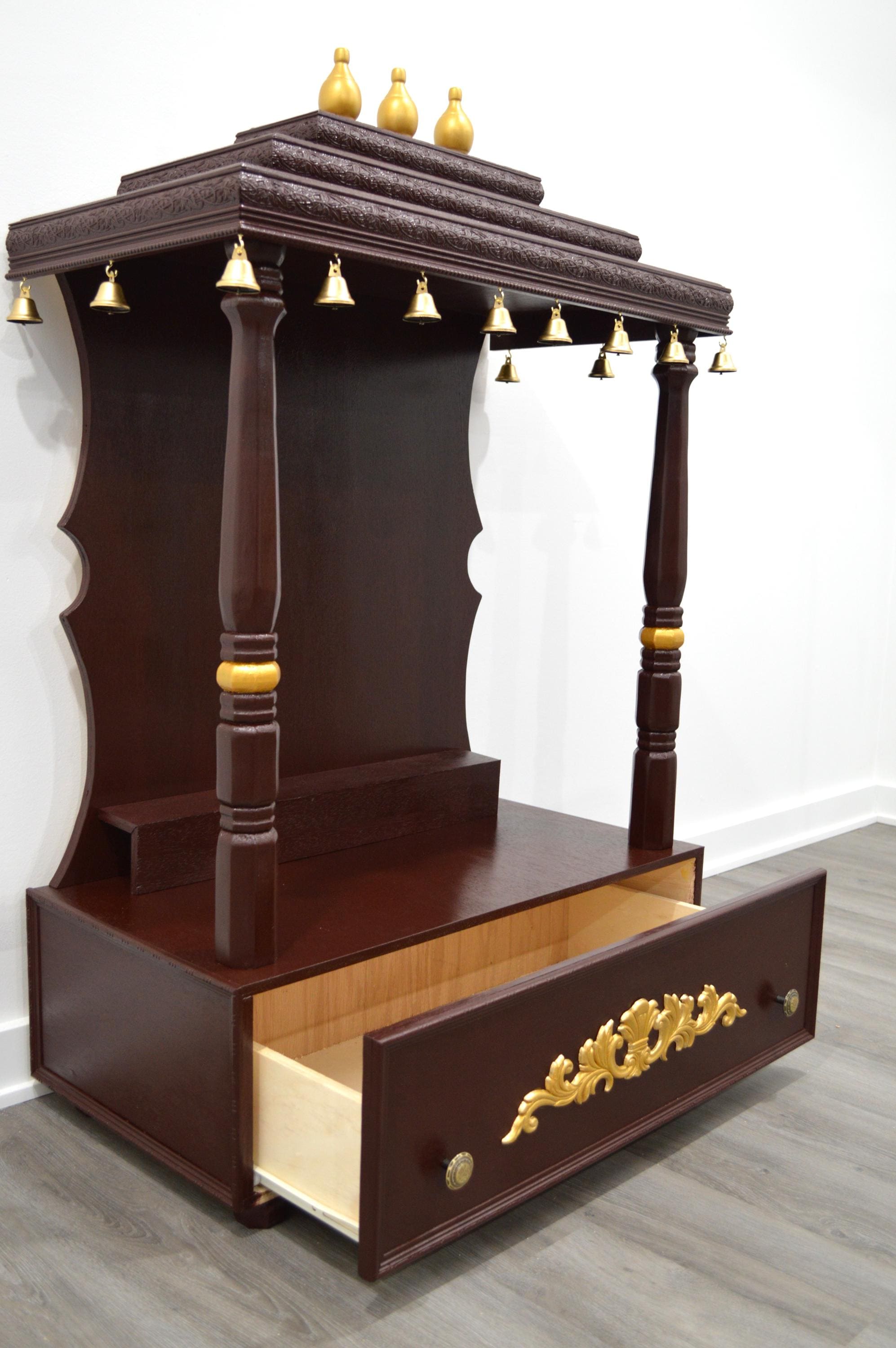 Arjitha - Open Model Puja Mandir With Bells and Storage (height: 48 ...
