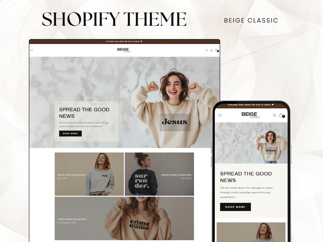 Beige Classic Shopify Website Template Ecommerce Shopify Store Design ...