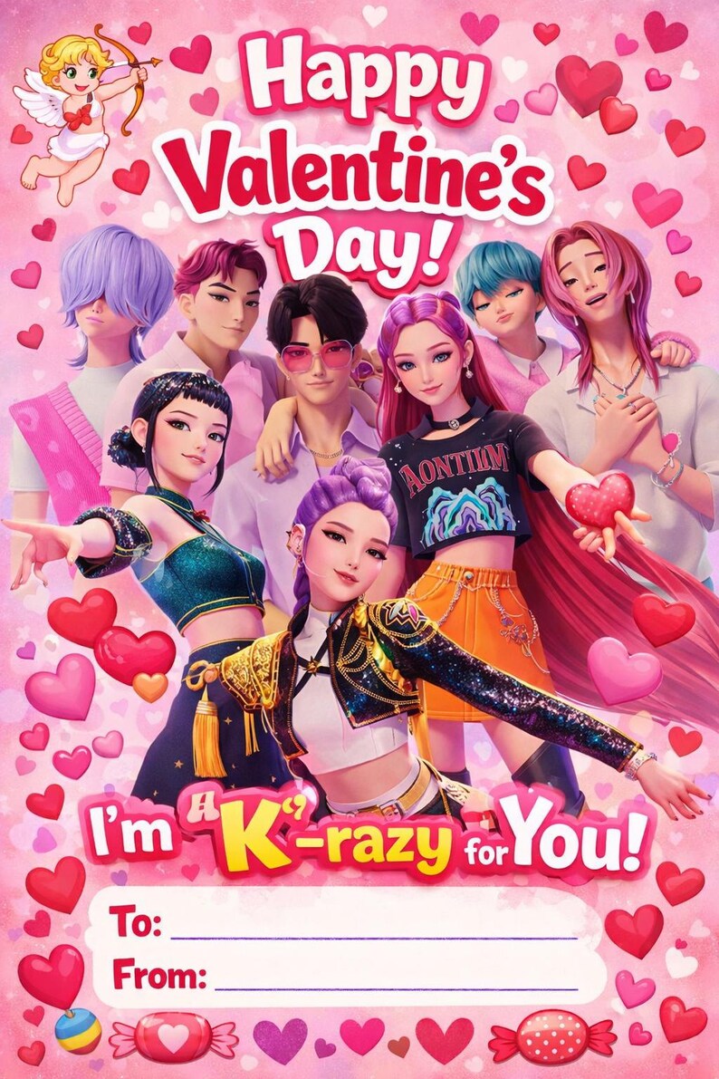 K-pop Valentine’s Day Card Printable | I’m K-razy for You | Kids ...