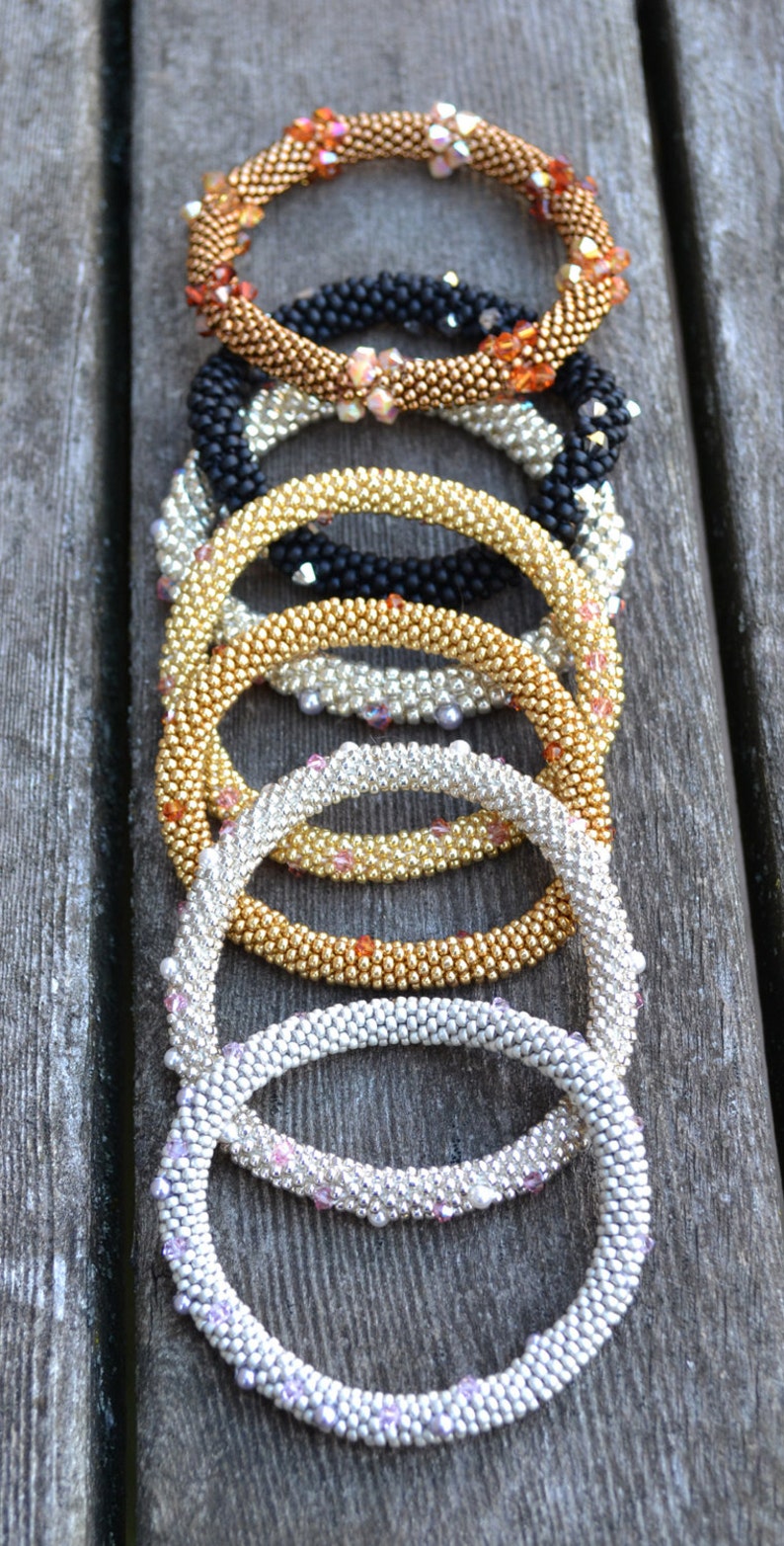 Bracelets Silver Permanent Finish Hand Made Beaded Bangle - Etsy