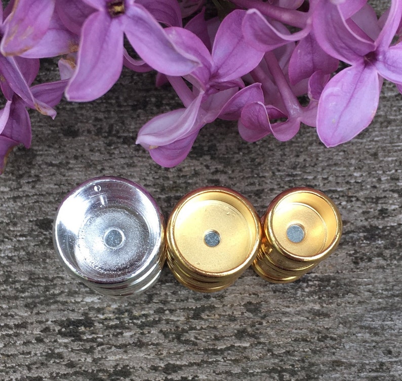 Three Pieces - 8 Mm Barrel Closure Style Magnetic Silver or Gold Clasp ...