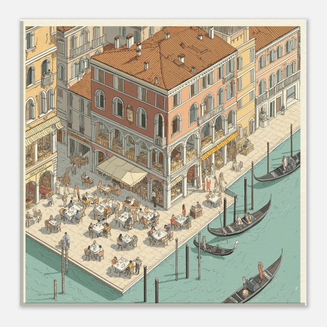 Colorful Italian Restaurant Courtyard in Venice Canvas Print – 12"x12 ...