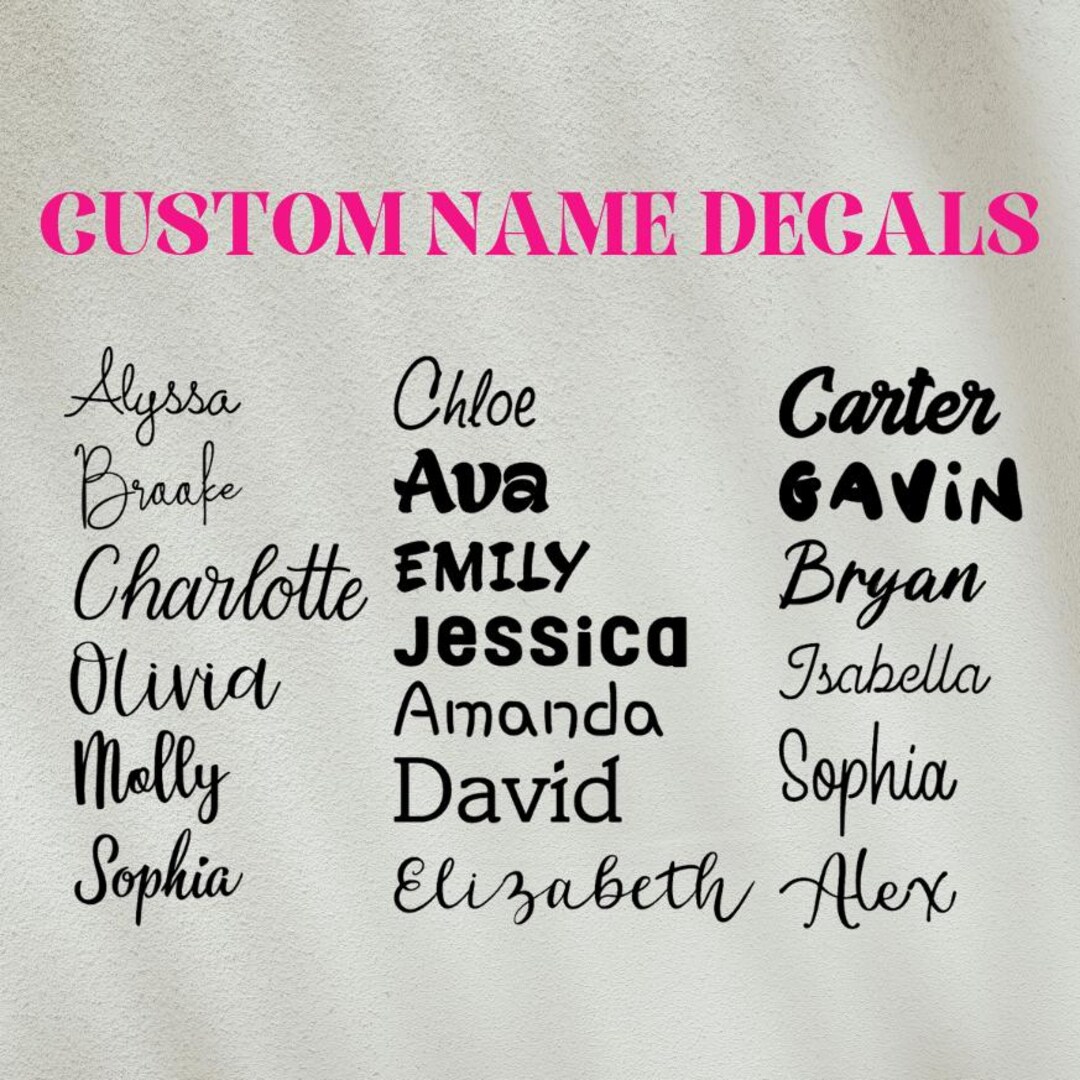 Custom Vinyl Name Decals | With Custom Fonts & Colors - Etsy