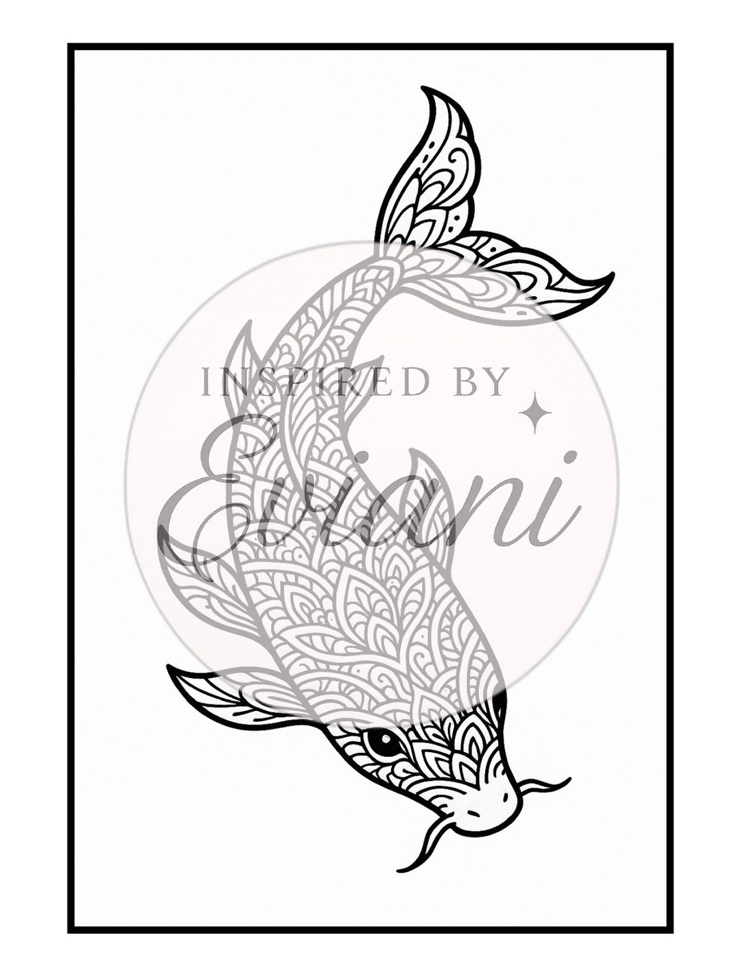 Koi Fish Mandala Coloring Page | Zen Animal Art (digital Download PDF ...