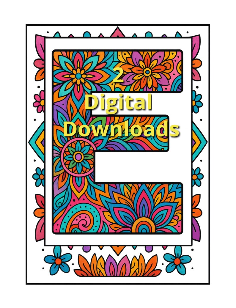 Mandala Letter E Printable: Coloring Page & Art (digital Download) - Etsy