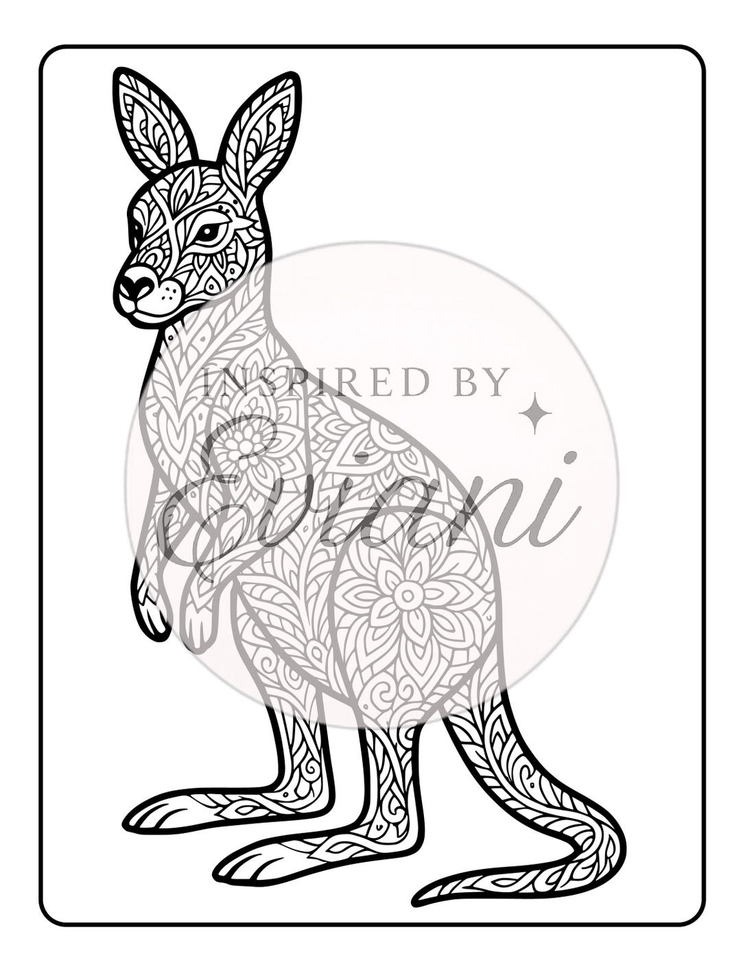 Kangaroo Mandala Coloring Page | Printable Animal Art | Mindful ...