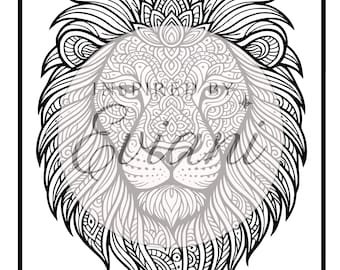 Lion Mandala Coloring Page: Intricate Animal Design (digital Download ...