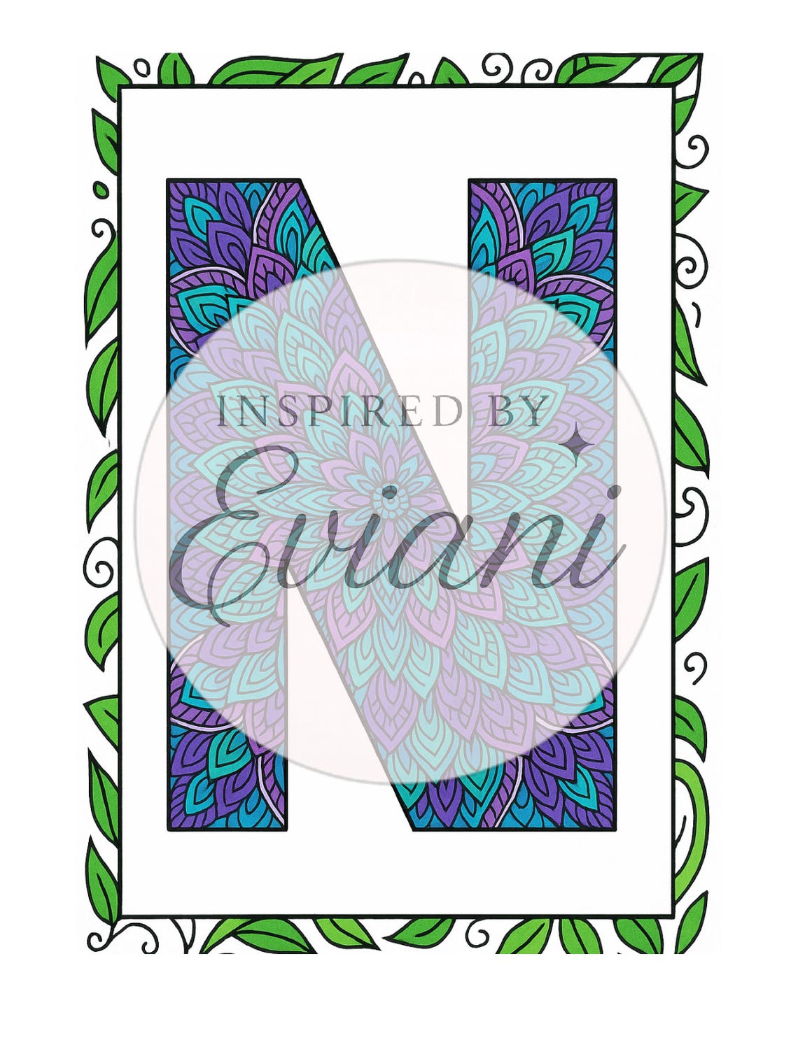 Mandala Letter N Art: Coloring Page & Print (digital Download) - Etsy ...