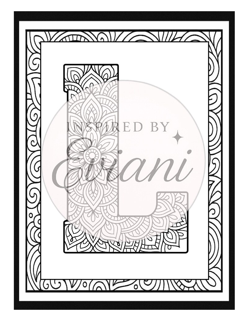 Mandala Letter L: Coloring Page & Art Print (digital Download) - Etsy ...