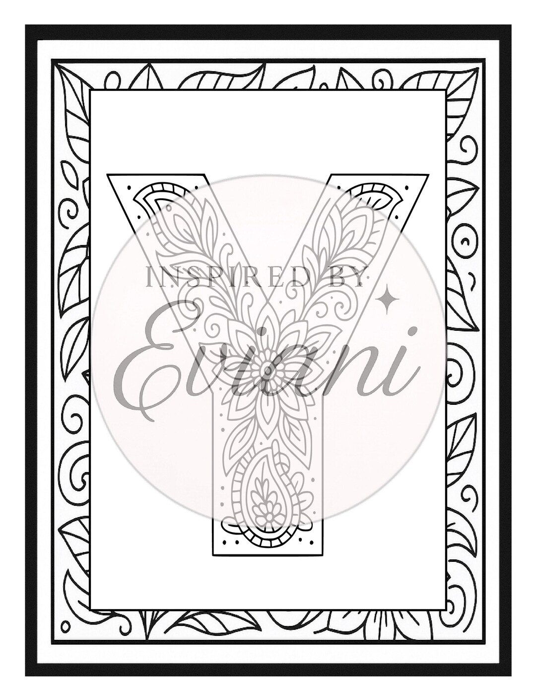 Mandala Letter Y: Alphabet Coloring Page (digital Download) - Etsy Canada