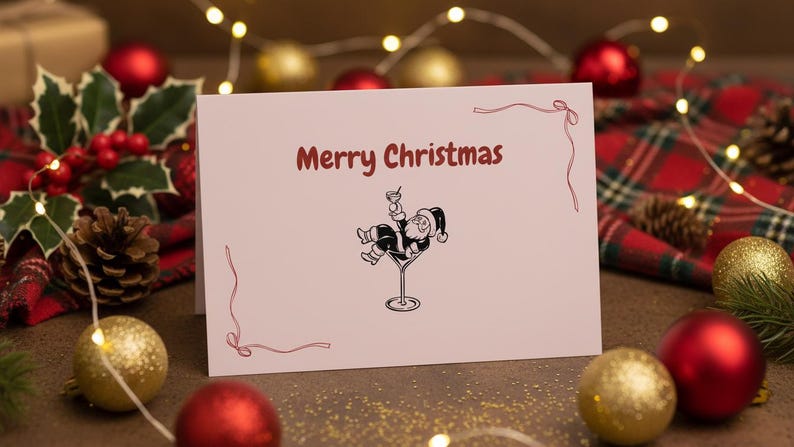 Merry Christmas Printable Card | Funny Christmas Card Santa Cocktail ...