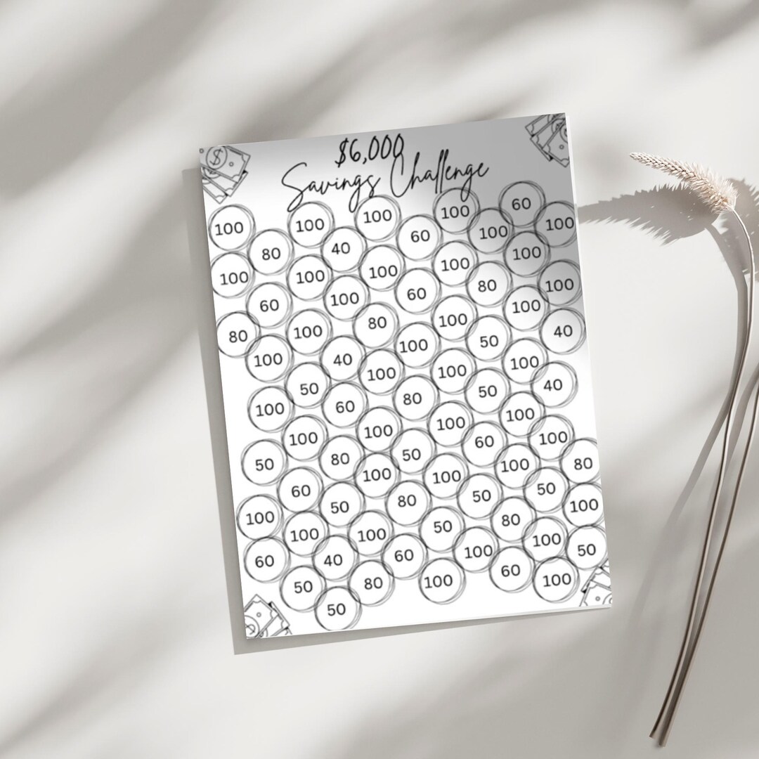 6,000 Savings Challenge | Printable Savings Tracker | Budget Planner ...