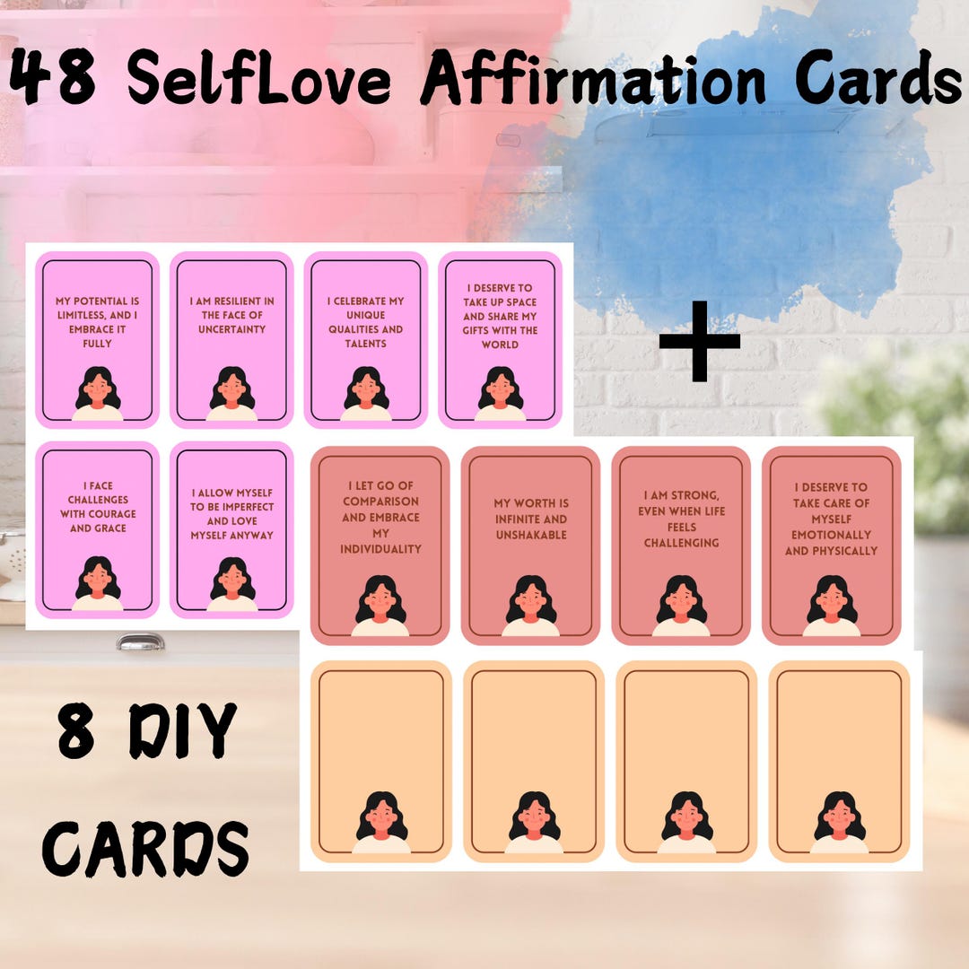Self Love Affirmation Cards PLUS 8 DIY Cards - Etsy