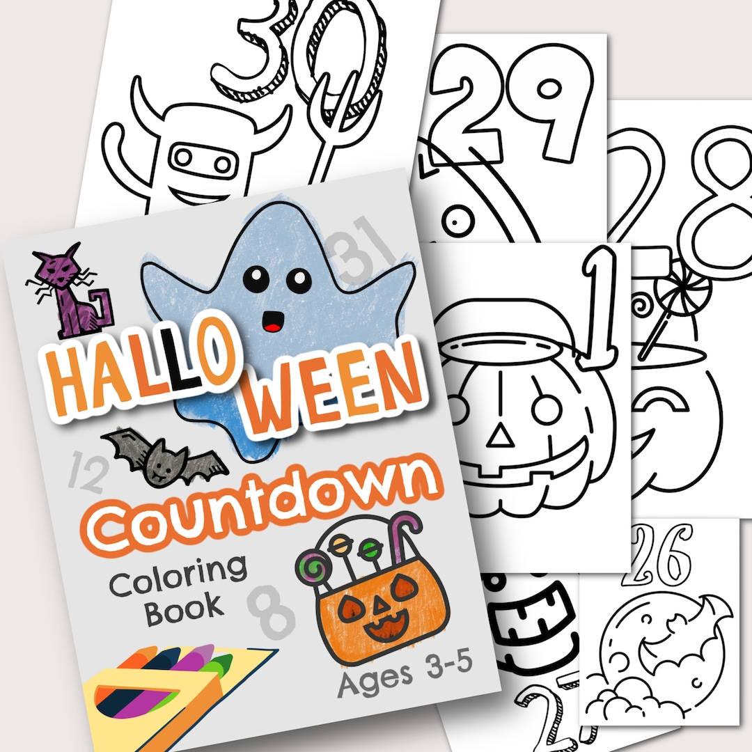31 Digital Countdown to Halloween Coloring Book Pages for Toddlers and ...