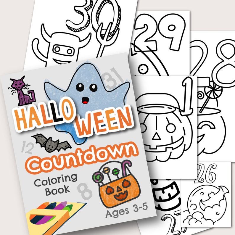 31 Digital Countdown to Halloween Coloring Book Pages for Toddlers and ...