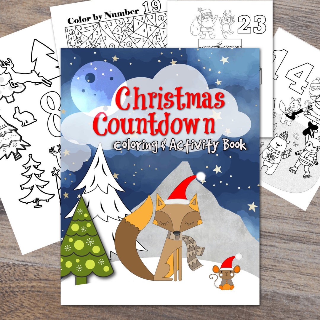 Countdown to Christmas Digital Coloring AND Activity Book! Print 8.5x11 ...