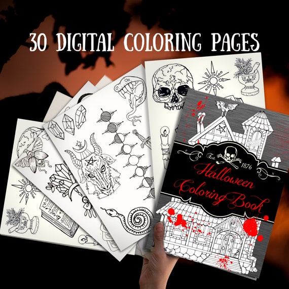 30 Digital Halloween Horror Coloring Pages in Digital Coloring | Etsy