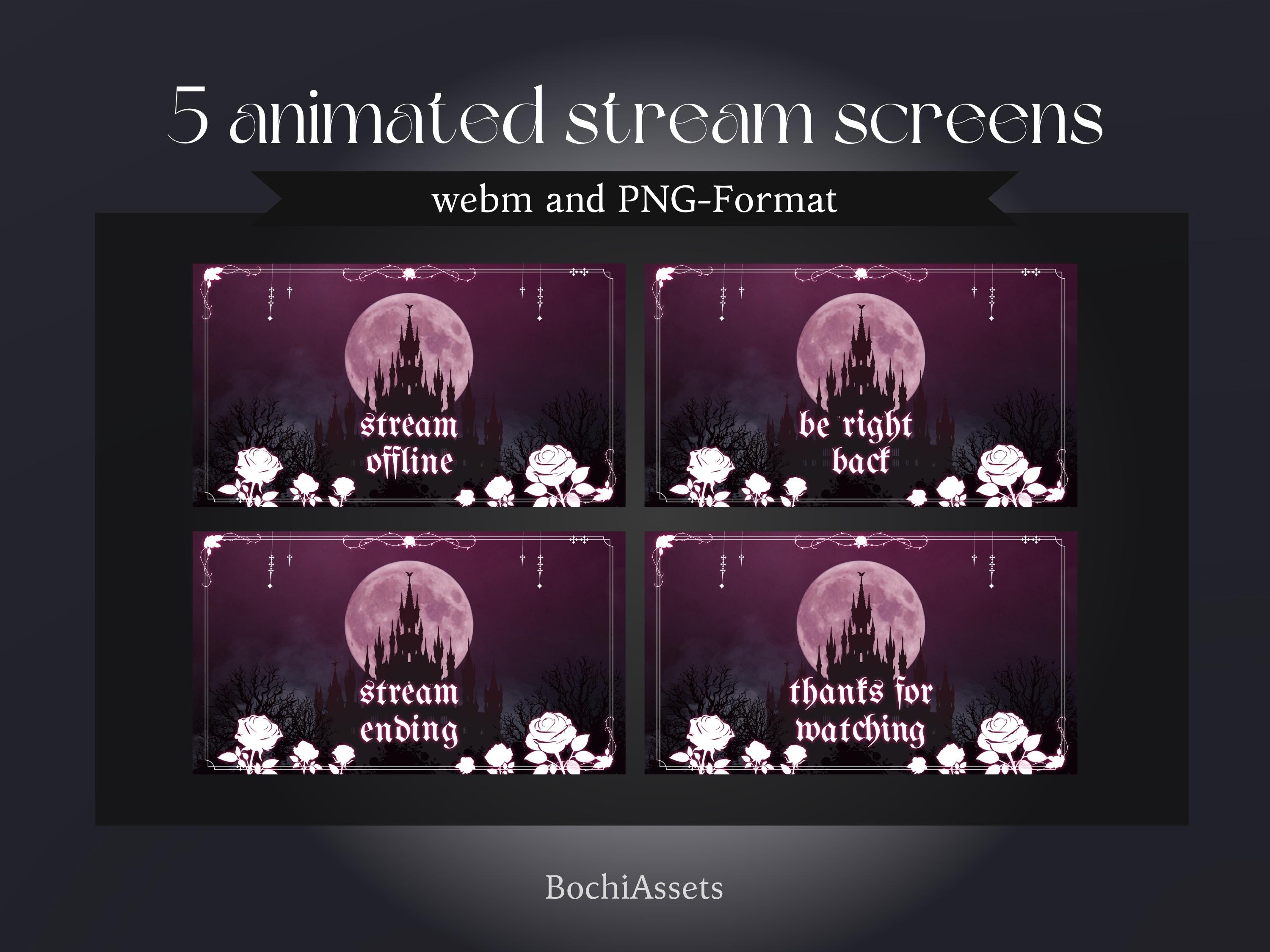 Nocturnal Bloom Stream Overlay - Night-themed Vtuber Overlay (animated ...