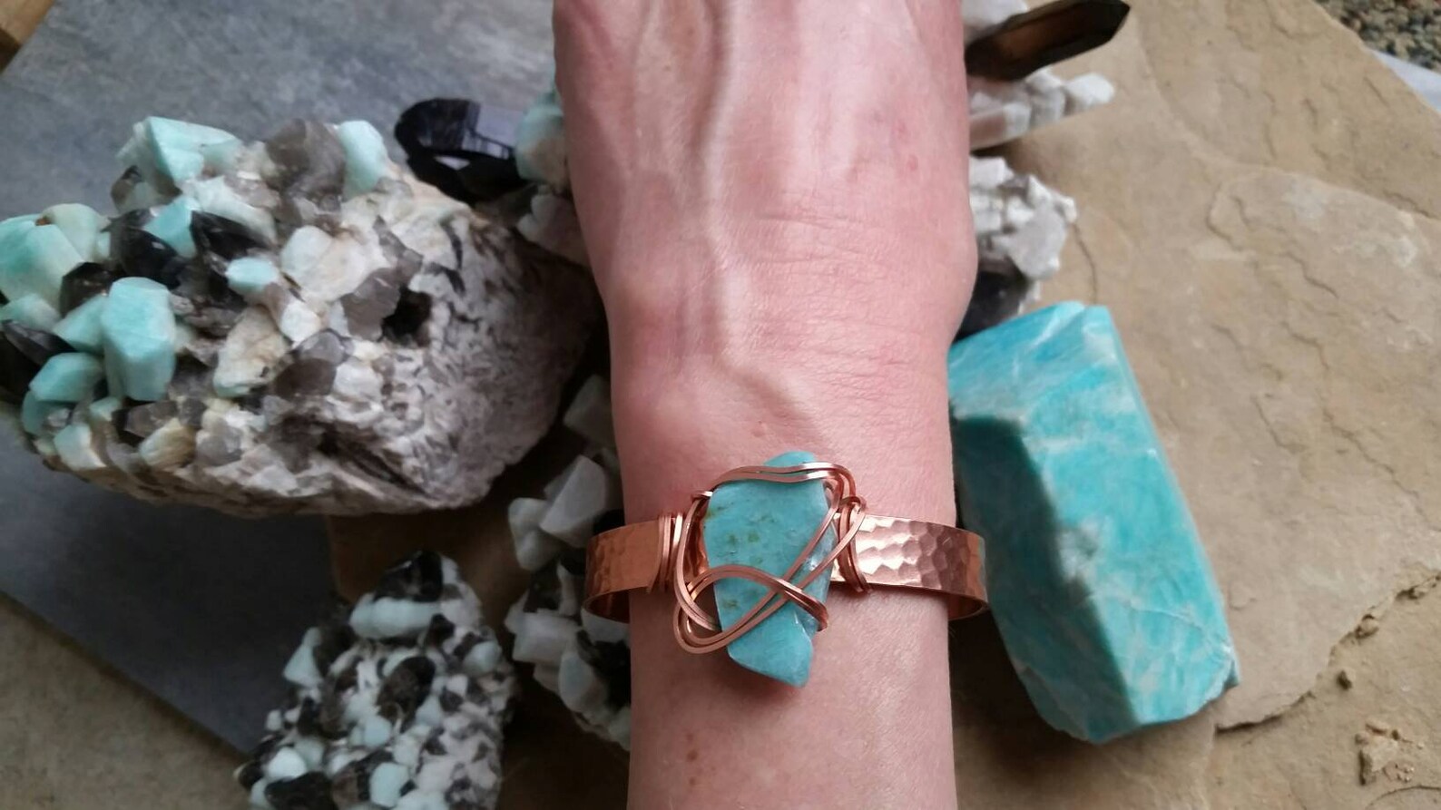 Copper Turquoise Cuff Bracelet Turquoise Copper Stone Cuff - Etsy