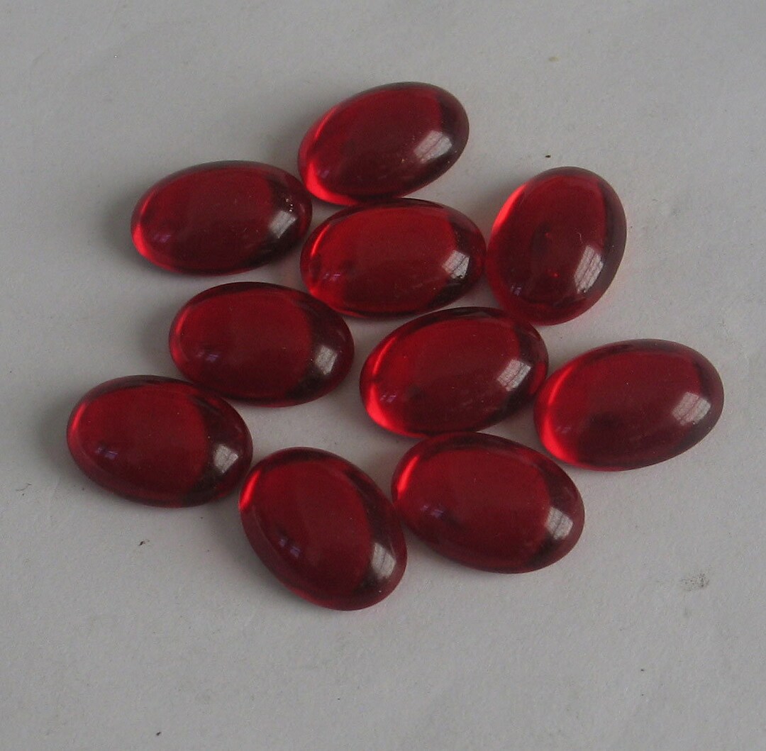 10 Pc Ruby Red Antique Glass Oval Cabochons 13mm X 10mm - Etsy