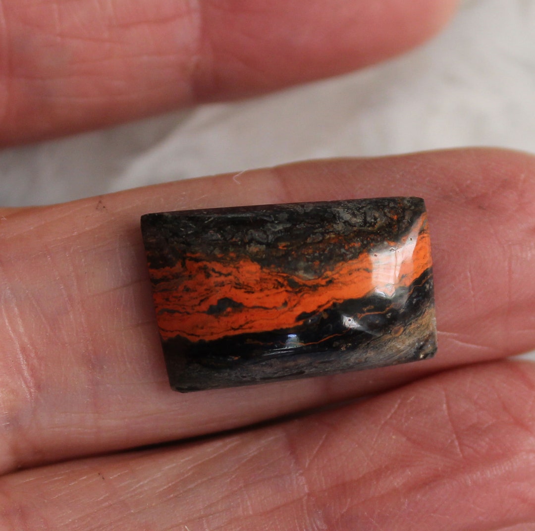Vivid Orange and Black Stone Cabochon 19x12x4mm - Etsy