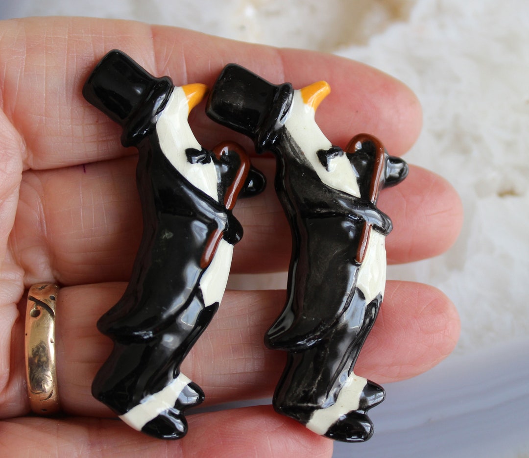 Fun Tuxedo Top Hat Penguins Ceramic Tile 2" Set of 2 - Etsy