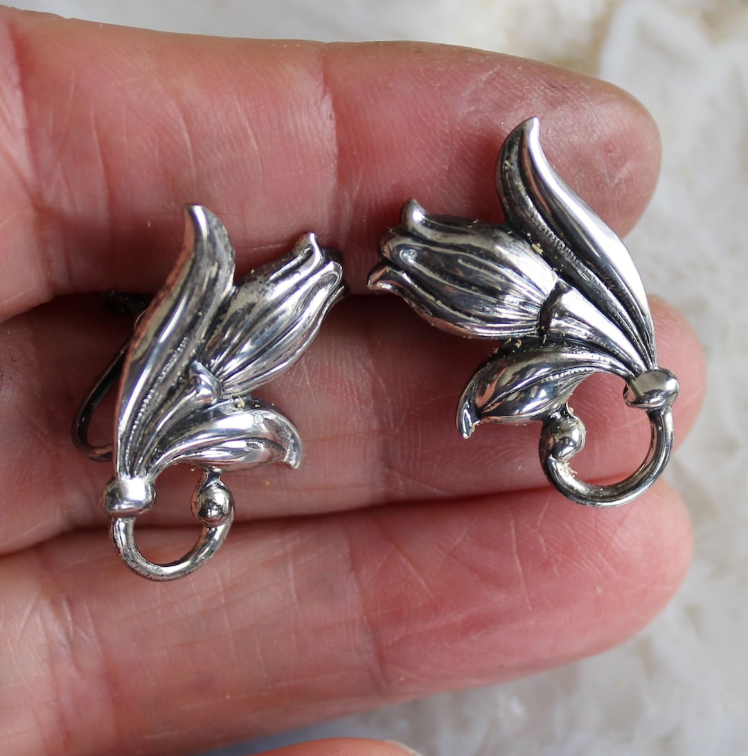 Vintage Sterling Danecraft Tulip Screw on Earrings - Etsy