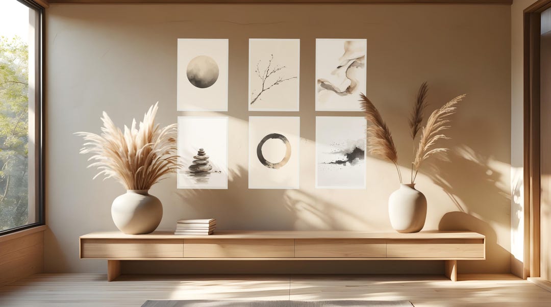 Zen Minimalist Wall Art Set of 6 | Japandi Printable Decor | Wabi Sabi ...