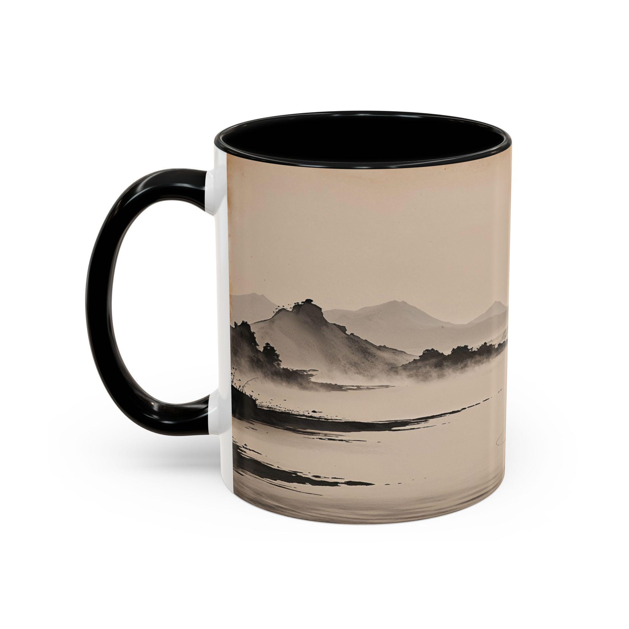 Japandi Crane Mug, Red Crowned Bird Coffee Cup, Zen Minimalist Art ...