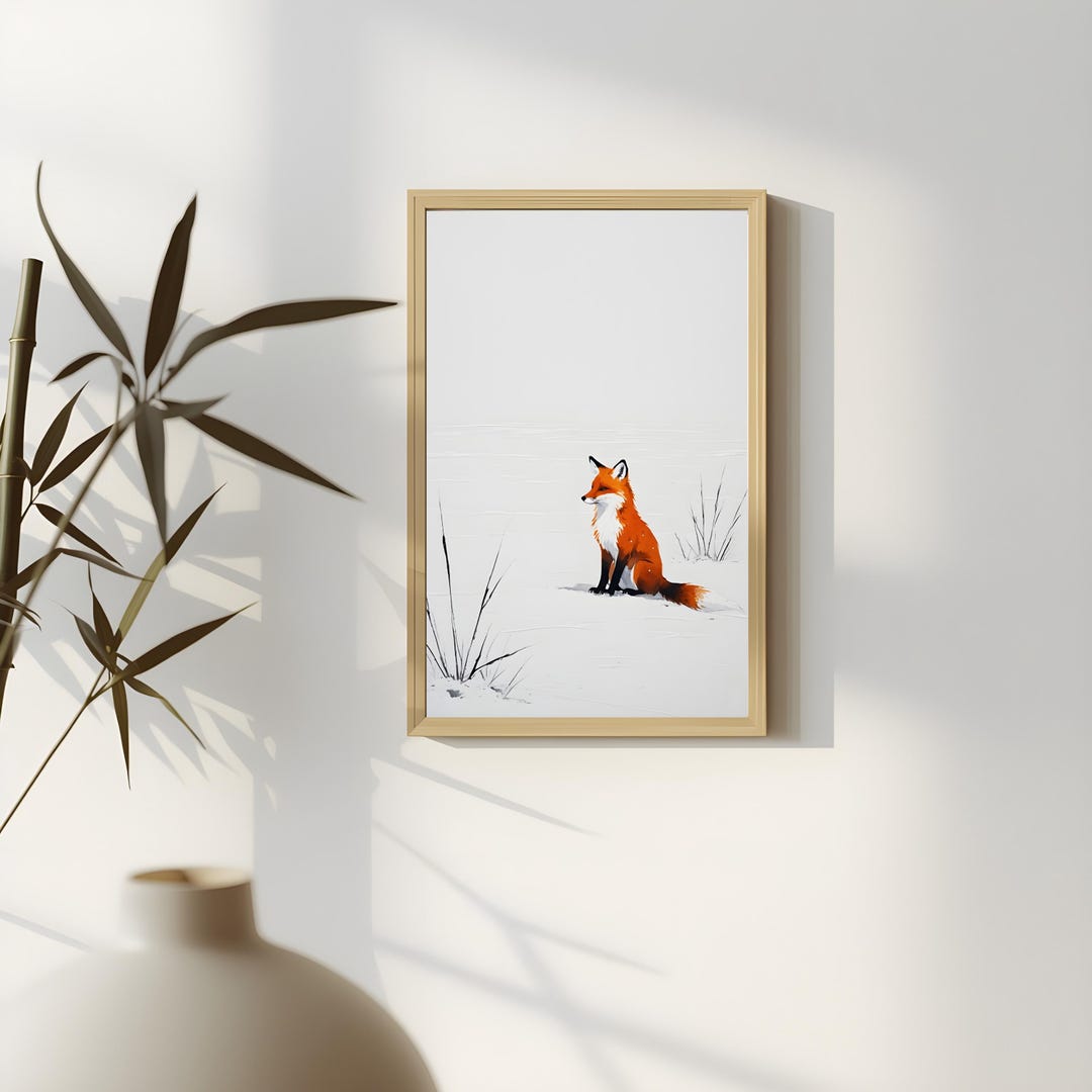 Winter Fox Wall Art, Watercolor Animal Print, Woodland Nursery Decor ...