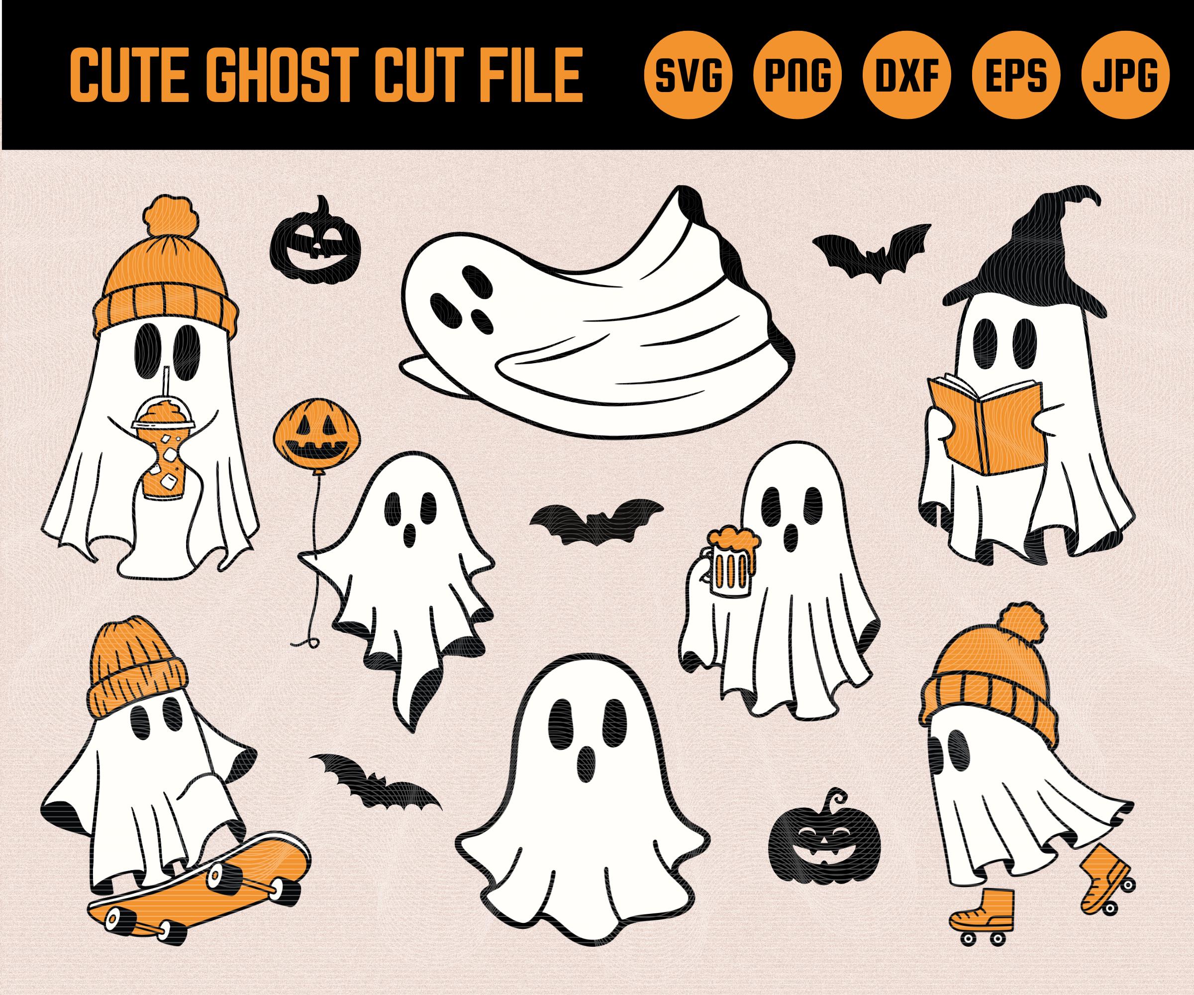 Cute Ghost Svg Bundle | Halloween Svg | Sheet Ghost | Witch Ghost ...